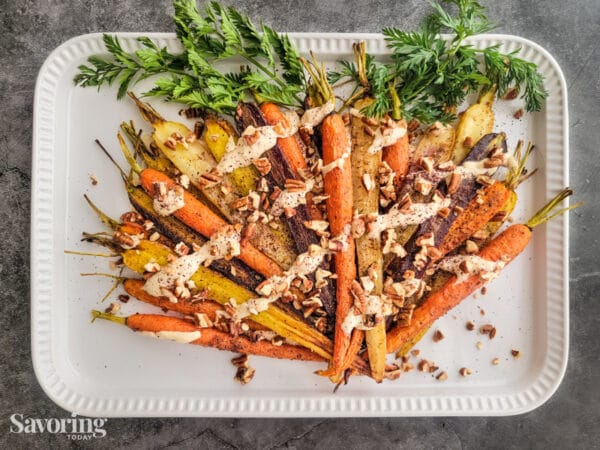 Sumac Roasted Carrots with Tahini-Yogurt Sauce | Savoring Today