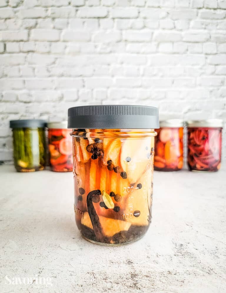 Apple Jicama Pickles: Sweet, Tart, Vanilla Spiced | Savoring Today