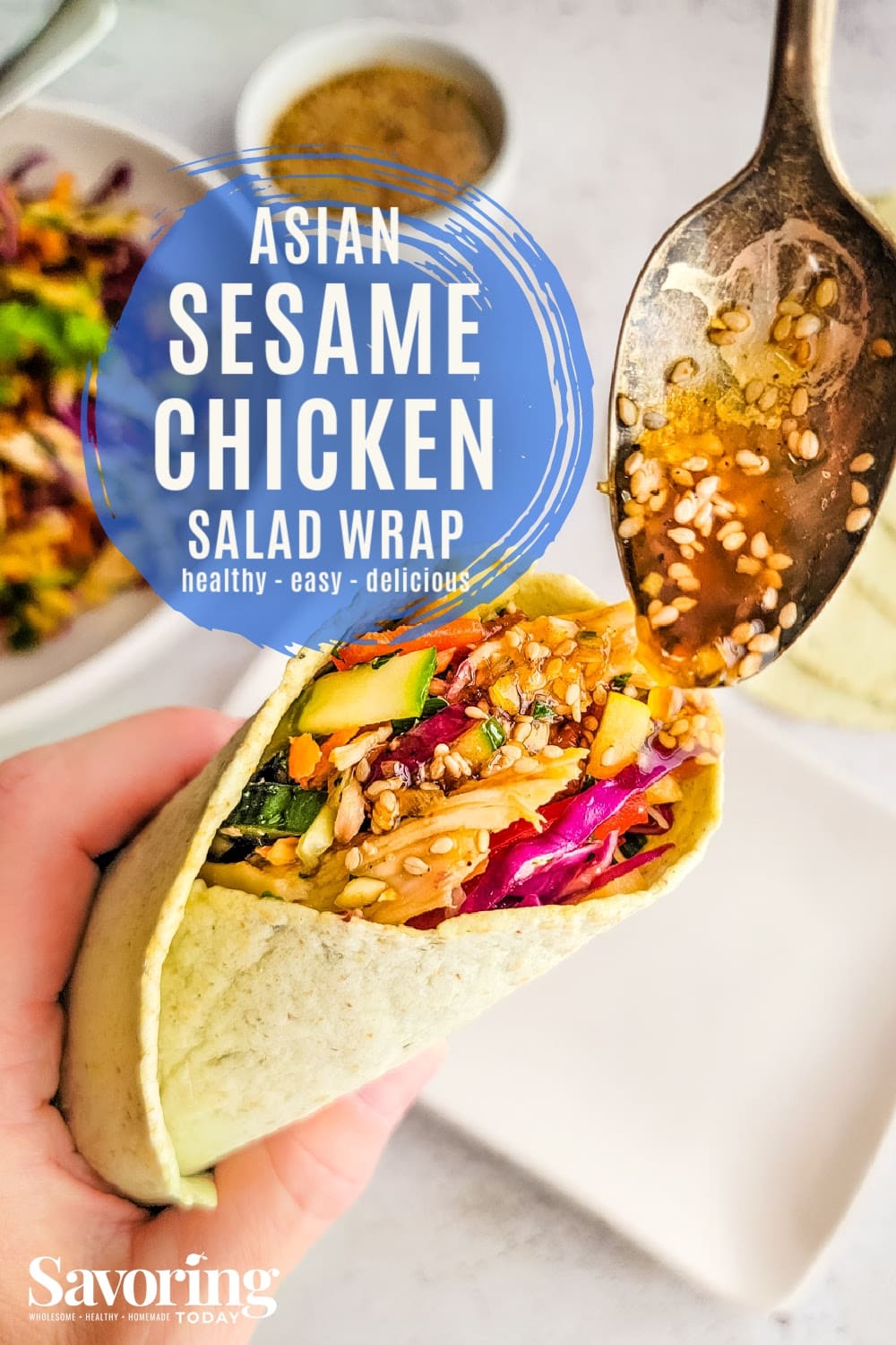 Asian Sesame Chicken Salad Wrap | Savoring Today