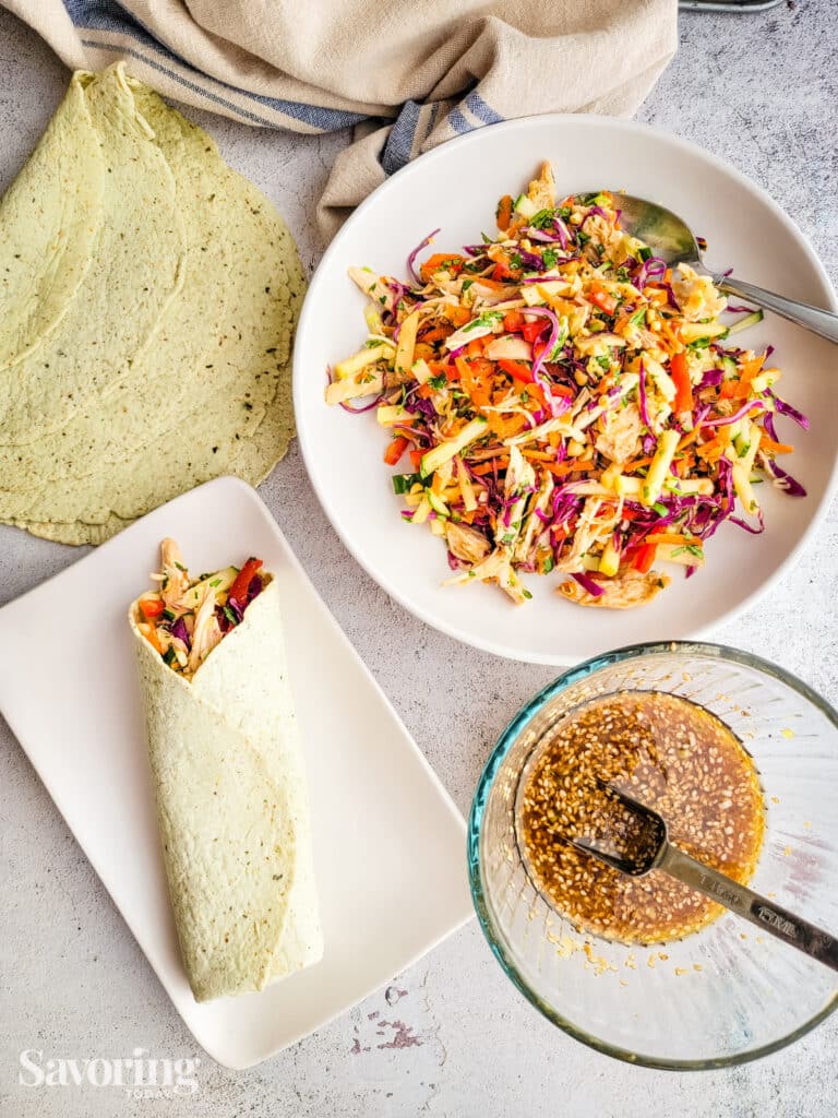 Asian Sesame Chicken Salad Wrap | Savoring Today