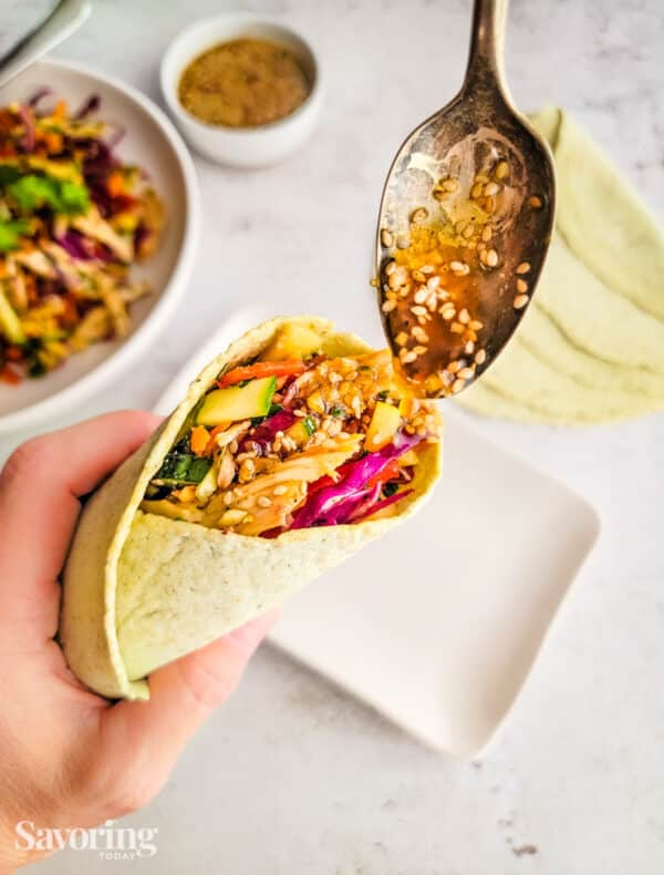 Asian Sesame Chicken Salad Wrap | Savoring Today