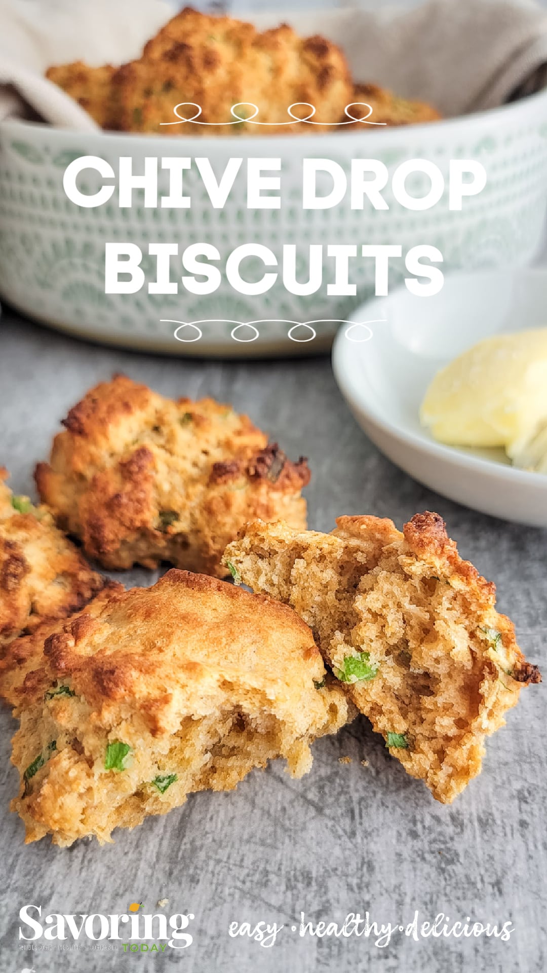Whole Wheat Chive Buttermilk Drop Biscuits | Savoring Today