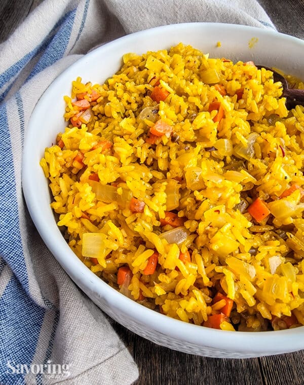 Easy Garlic Saffron Rice | Savoring Today
