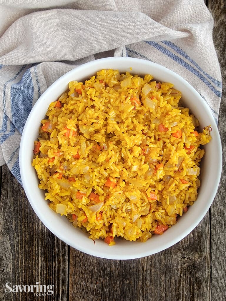 Easy Garlic Saffron Rice | Savoring Today